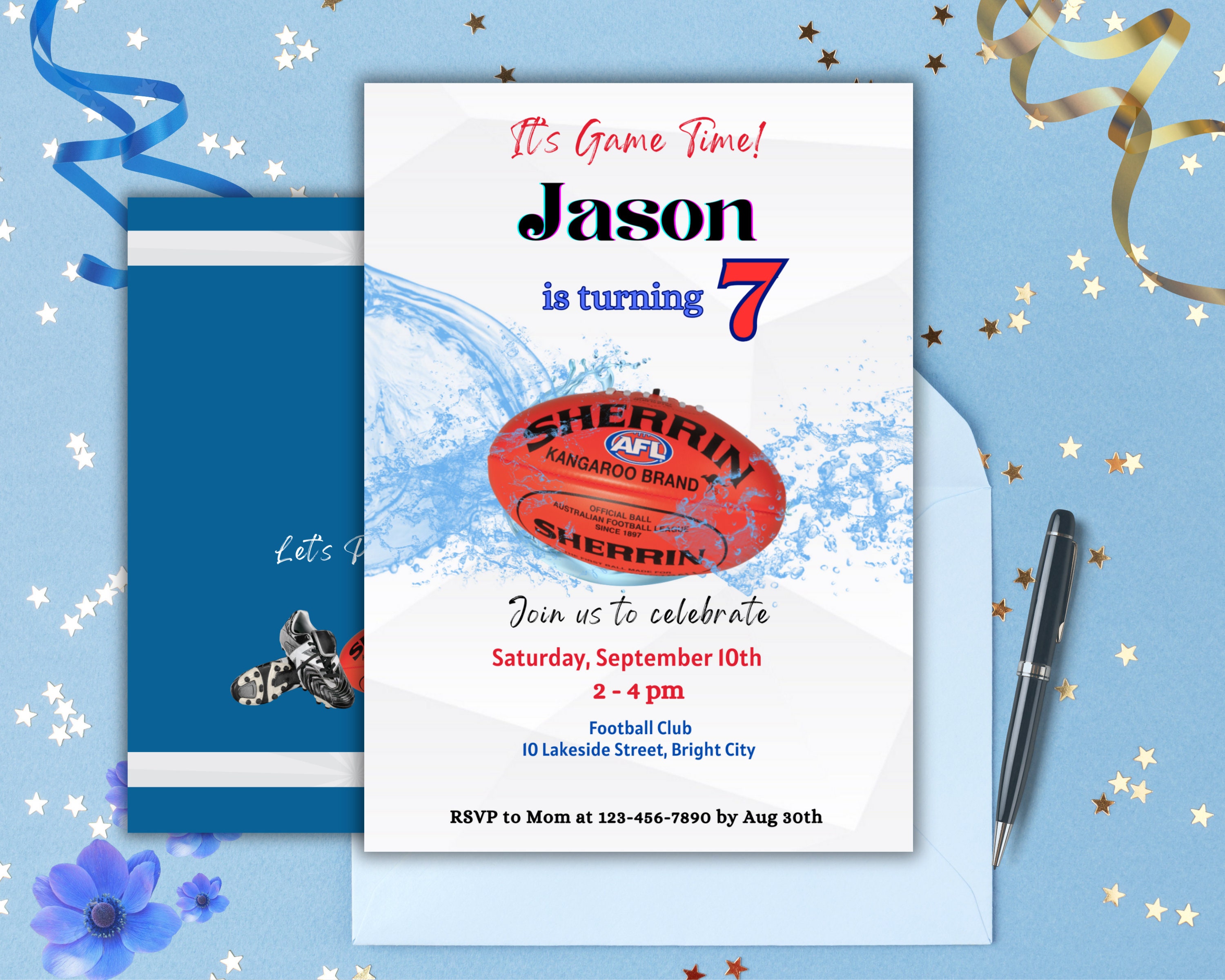 AFL Birthday Invitation EDITABLE | Footy Party | Australian Rules Party ...