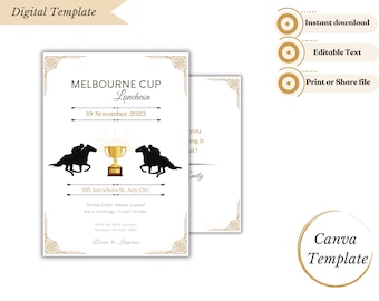 Melbourne Cup Party Invite, EDITABLE, PRINTABLE Template, Derby, Spring ...