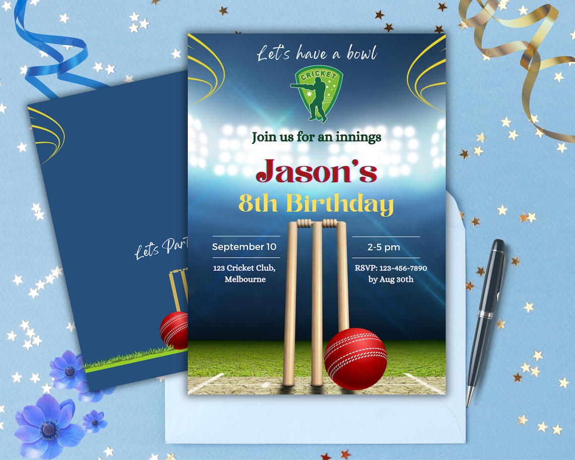 Cricket Theme Birthday Template EDITABLE, Sports Theme, PRINTABLE ...