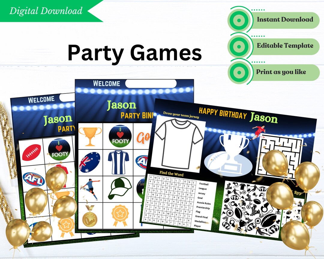 AFL Sports Theme | Australia Football League Activity | Party Games ...
