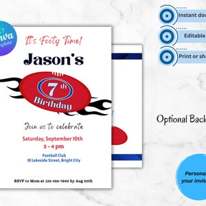 AFL Birthday Invitation | Sports Party Invite | Footy Theme | Australia ...