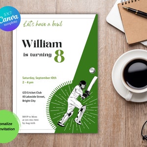 Cricket Theme Birthday Template EDITABLE, Sports Theme, PRINTABLE ...