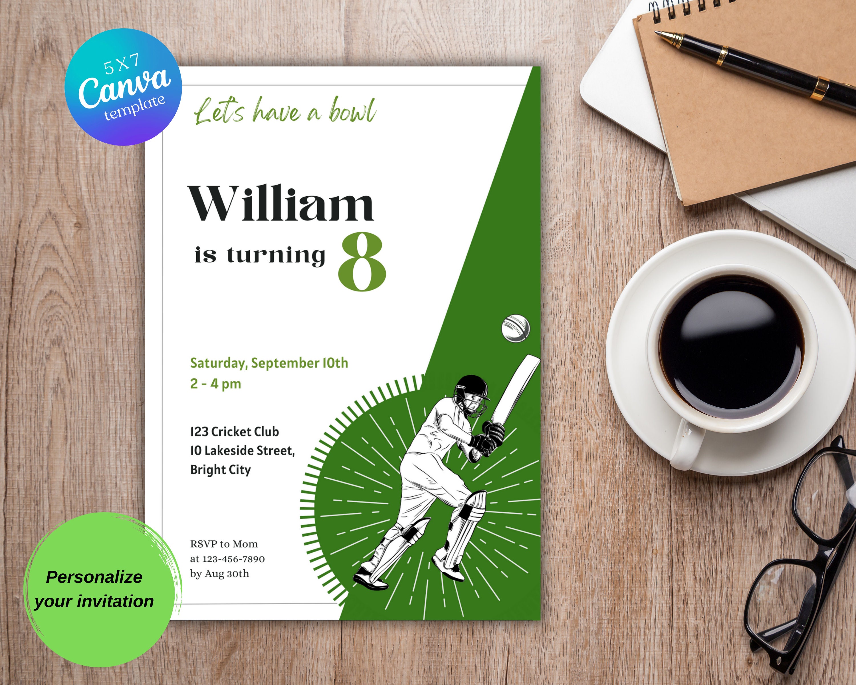 Cricket Theme Birthday Template EDITABLE, Sports Theme, PRINTABLE ...