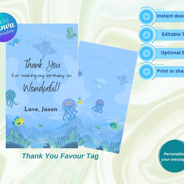 EDITABLE Deep Ocean Theme Birthday Invitation, Blue Sea Digital Invite ...