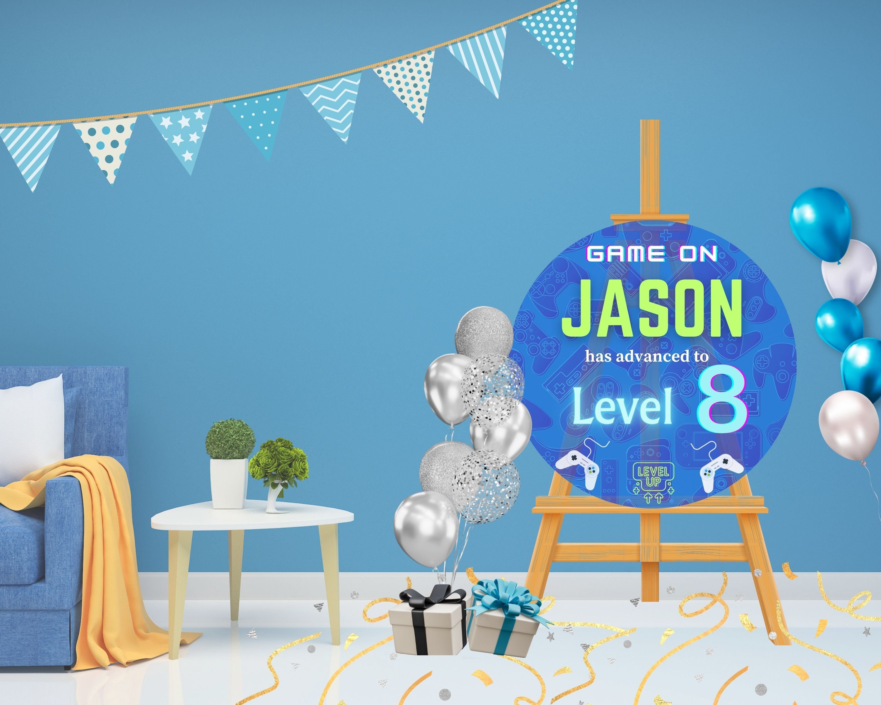 Video Game Theme Happy Birthday Backdrop, EDITABLE Template, PRINTABLE ...