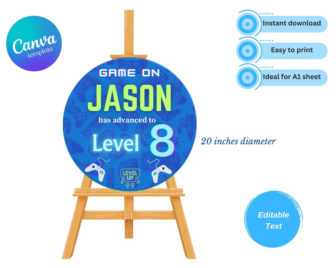 Video Game Theme Happy Birthday Backdrop, EDITABLE Template, PRINTABLE ...