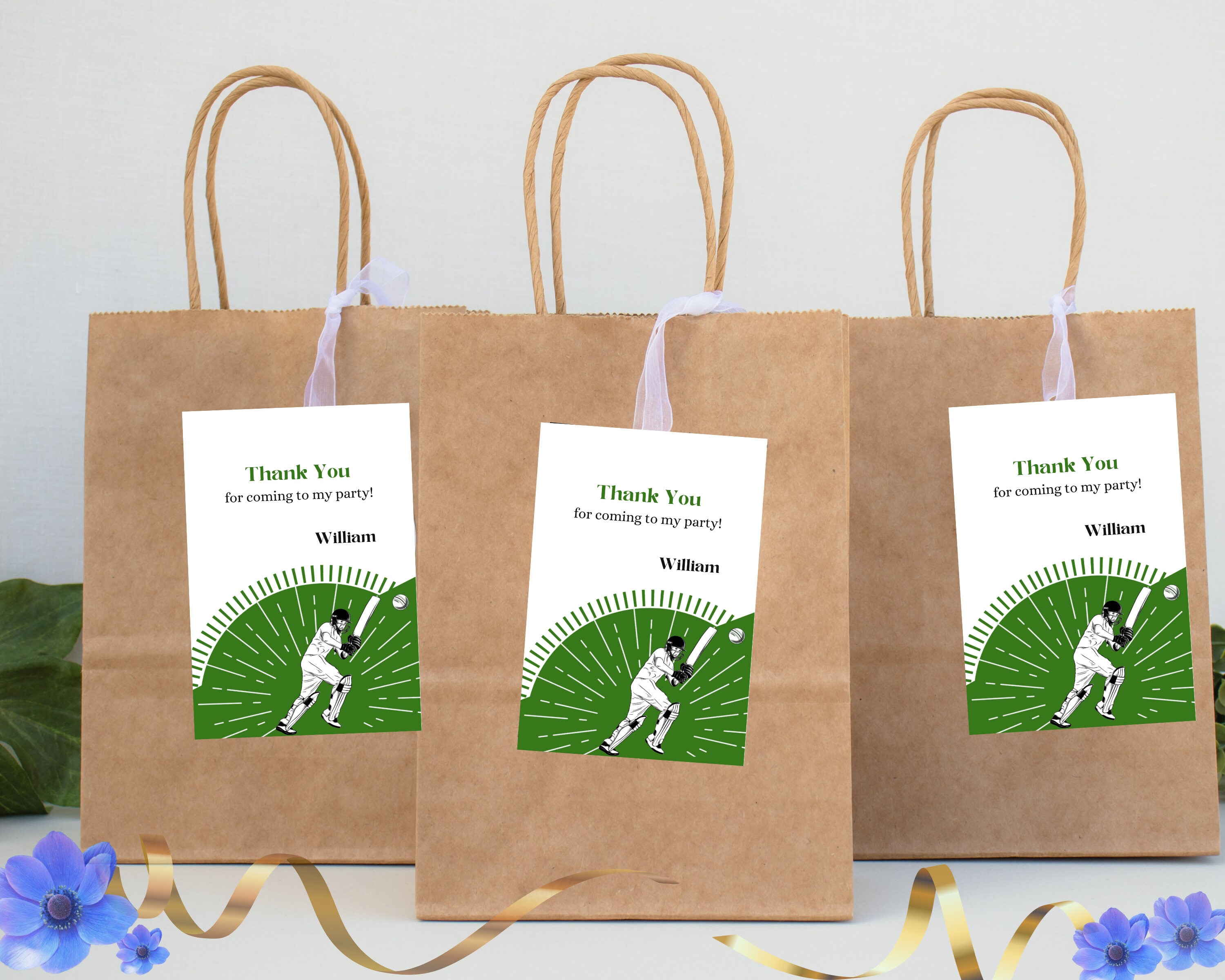 Cricket Theme Thank You Tags, EDITABLE, Sports Theme, Kids Birthday ...