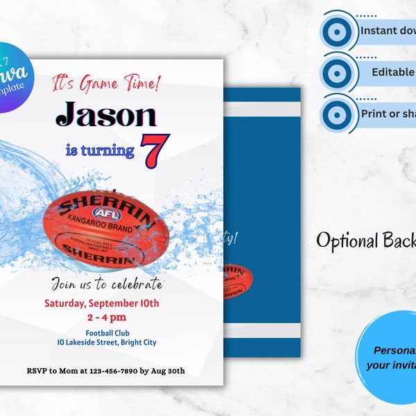 Australian Rules Birthday Invitation - Etsy