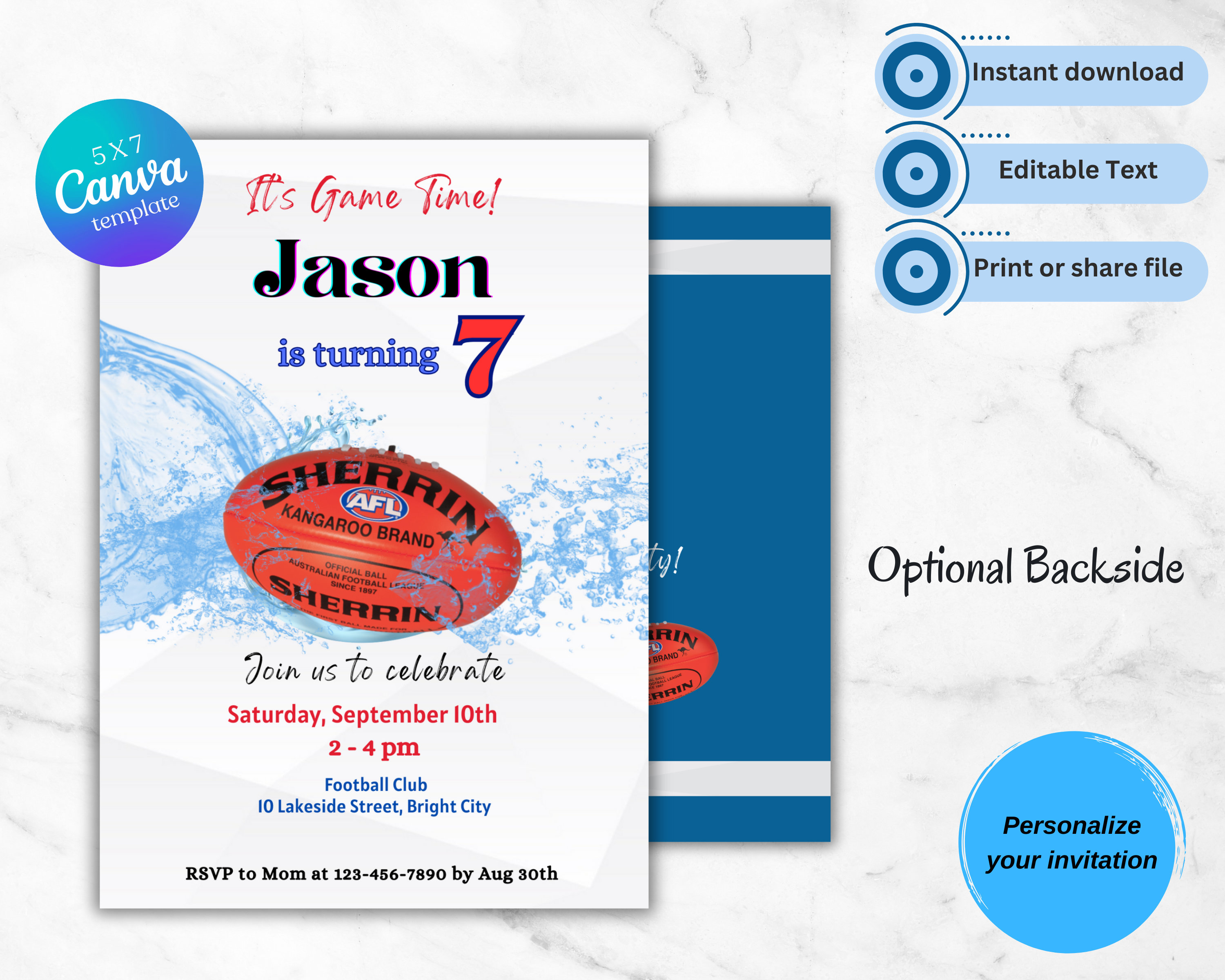 AFL Birthday Invitation EDITABLE | Footy Party | Australian Rules Party ...