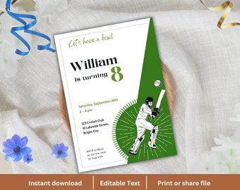 Cricket Theme Birthday Template EDITABLE, Sports Theme, PRINTABLE ...