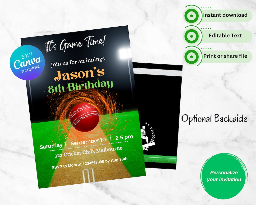 Cricket Birthday Template Custom EDITABLE, PRINTABLE Digital Card ...