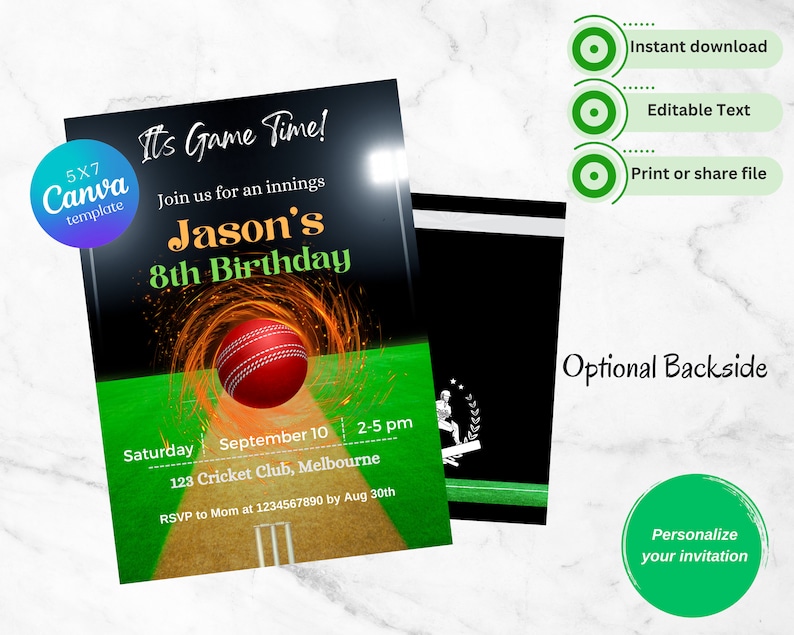 Cricket Birthday Template Custom EDITABLE, PRINTABLE Digital Card ...