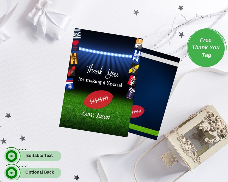 AFL Birthday Template EDITABLE, Digital Card, Thank You Tag, Australian ...