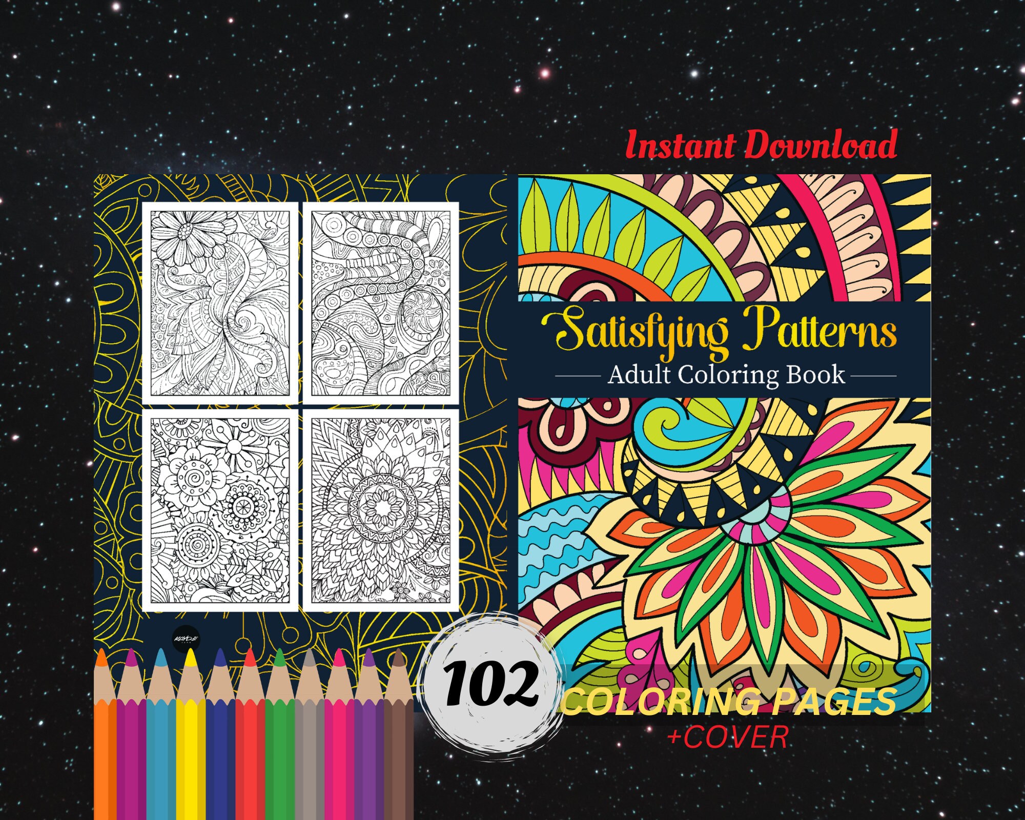 Satisfying Patterns Adult Coloring Book, Adult Coloring Pages ...
