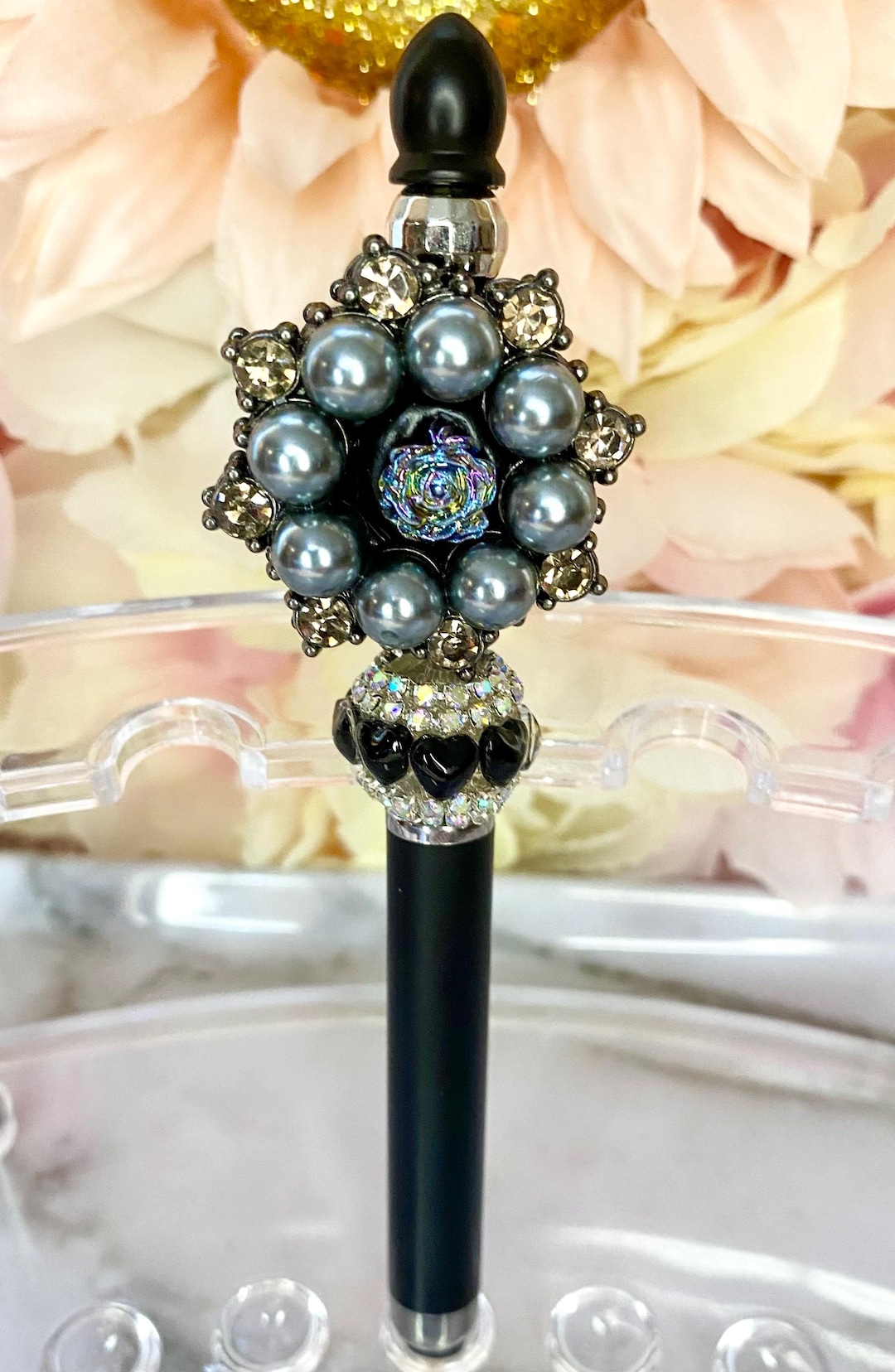 Black Pearl Fancy Beaded Stylus Pen - Etsy