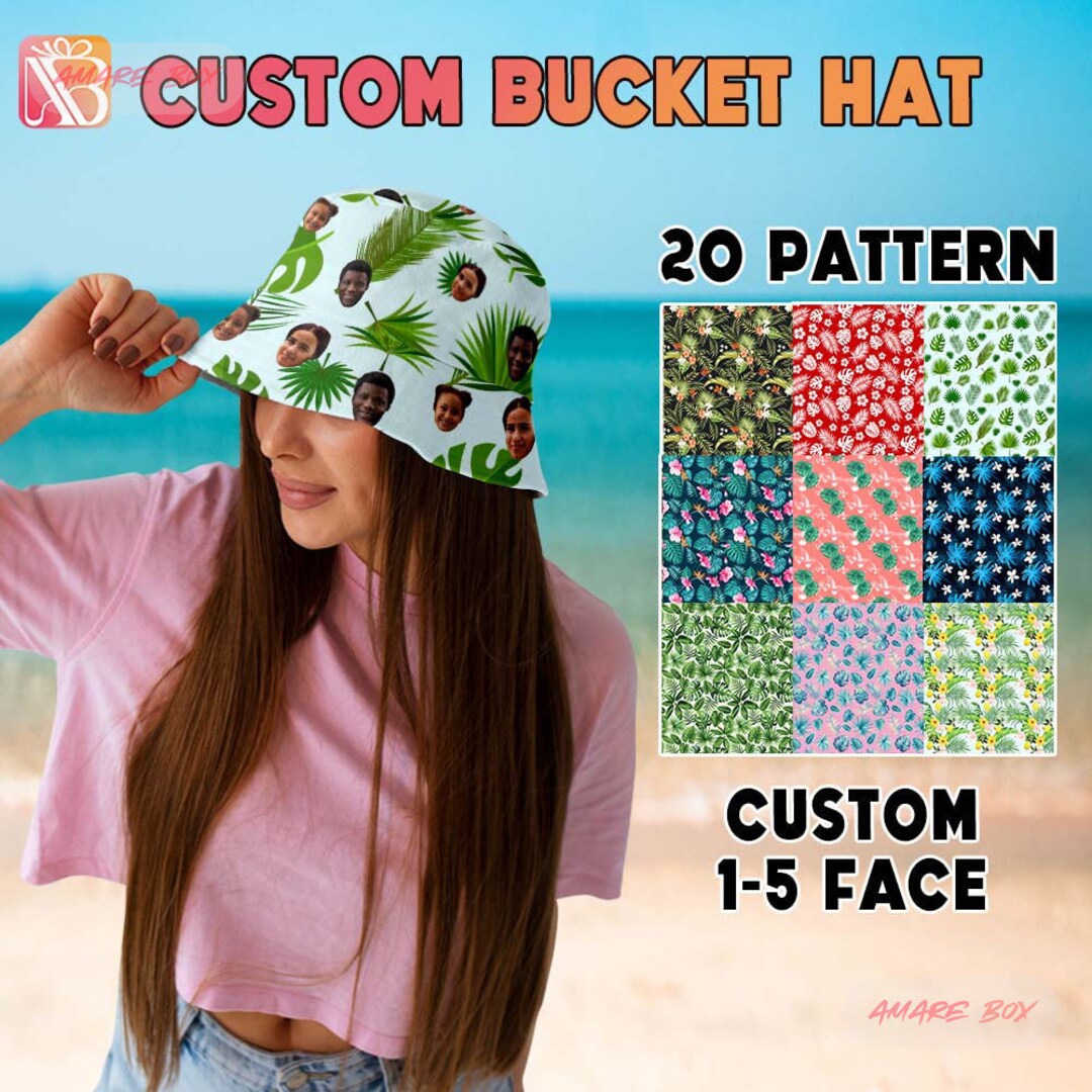 Amare Box Custom Face Bucket Hat, Summer Hat for Party Hawaiian ...