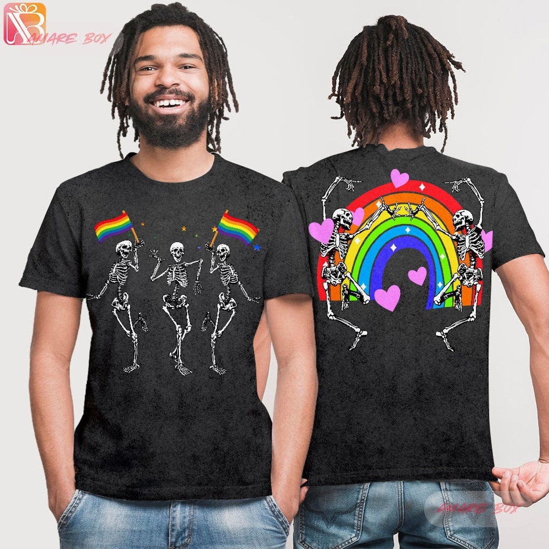 Amare Box Skeleton Dancing LGBT Rainbow Vibes Shirt, Pride Month, Funny ...