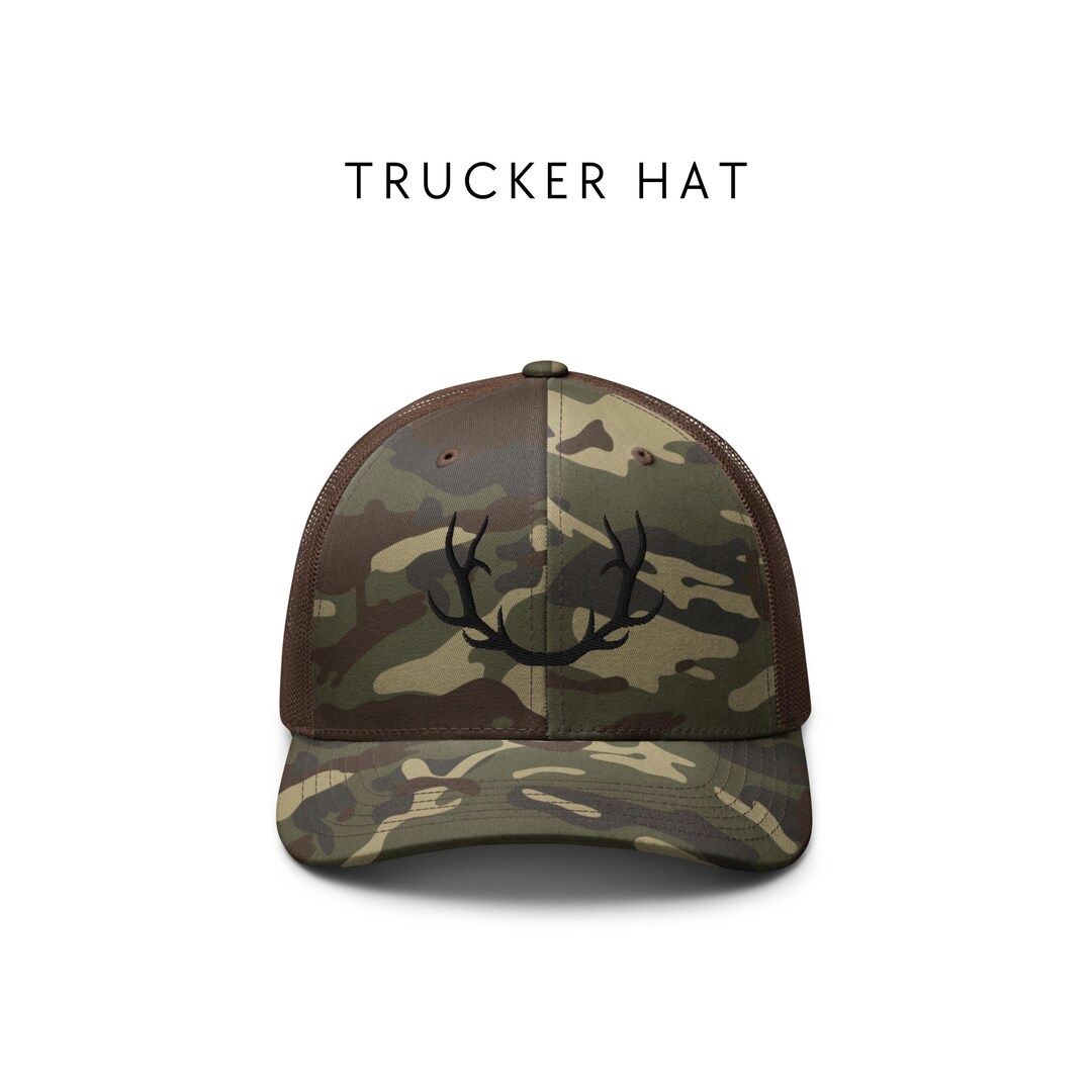 Camouflage Elk Trucker Hat | Camo Hat | Elk Hunting Hat | Camping Hat ...