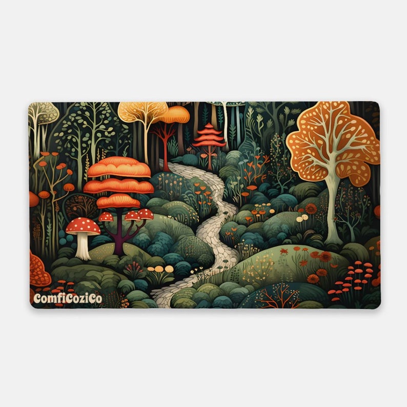 Dark Forest Desk Mat 24x14 Whimsical Woodland Scene, Dark Cottagecore ...