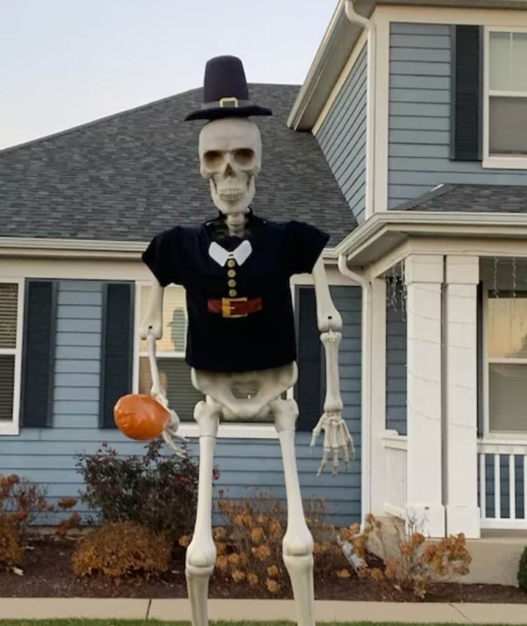 12 Foot Skeleton Pilgrim T Shirt Thanksgiving Costume SKELLY SKEL ...