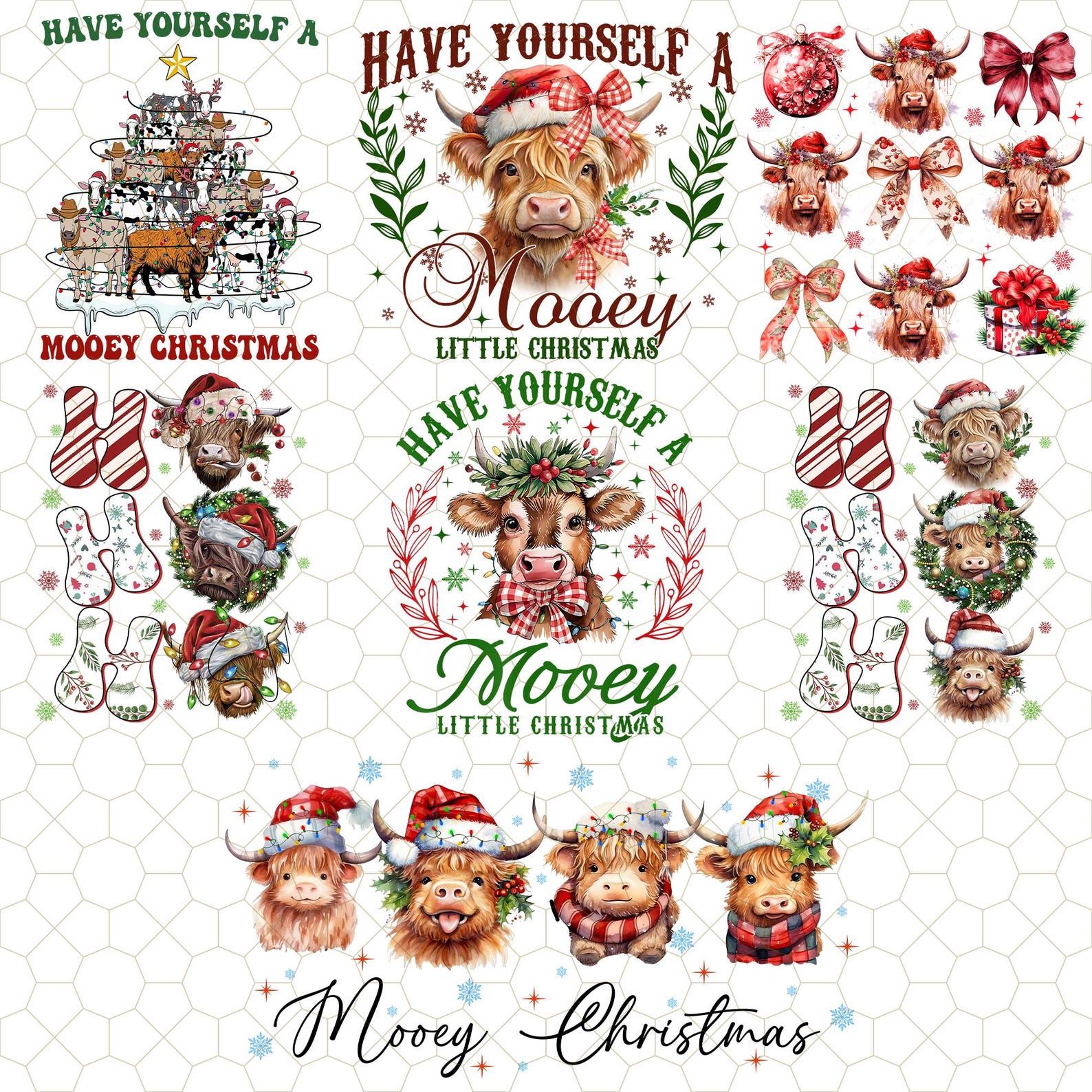 Bundle Mooey Christmas Cow Lover Club PNG, Christmas Season Png ...