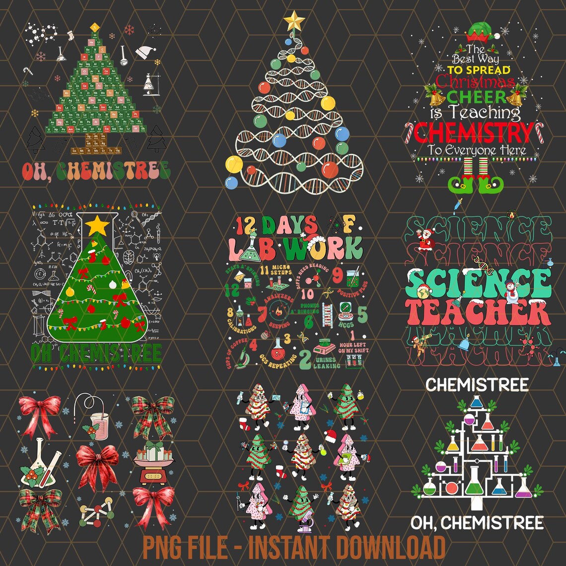 Science Teacher Christmas Bundle Png, Oh Chemistree Christmas Instant ...