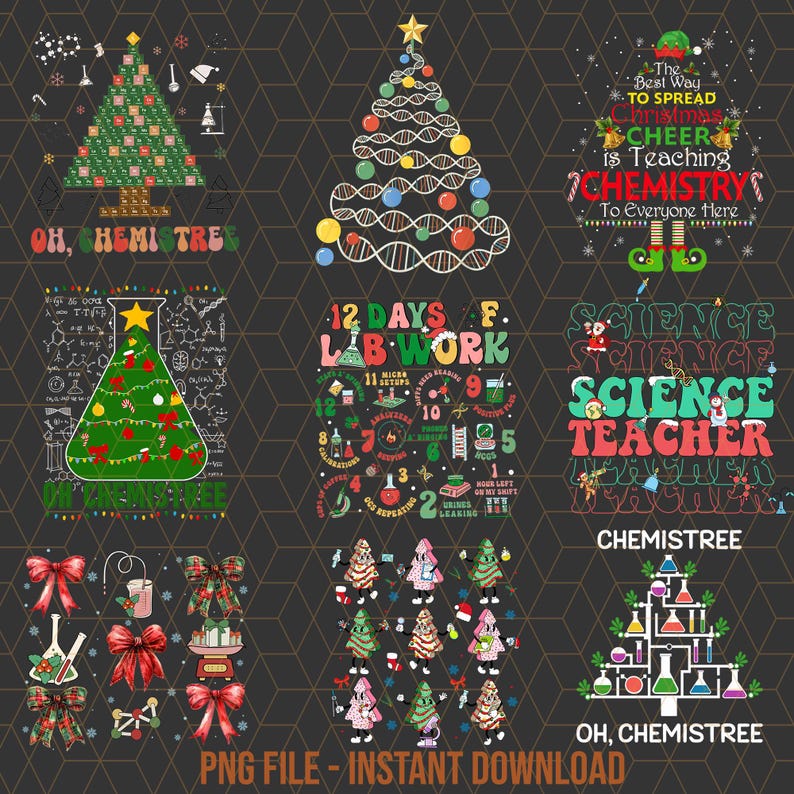 Science Teacher Christmas Bundle Png, Oh Chemistree Christmas Instant ...