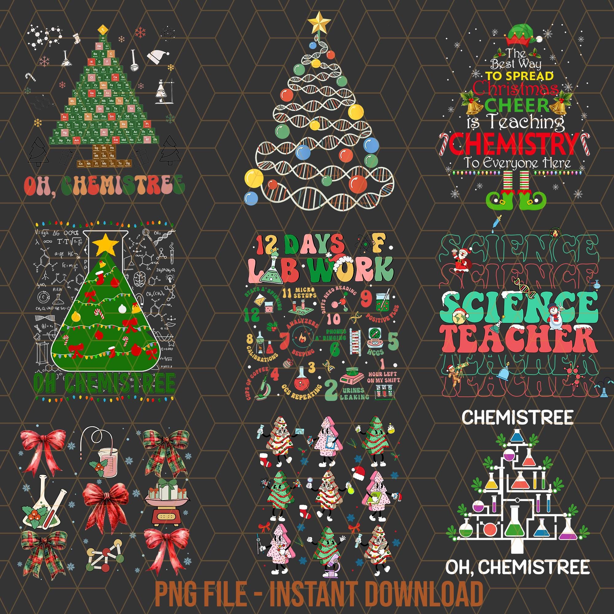 Science Teacher Christmas Bundle Png, Oh Chemistree Christmas Instant ...