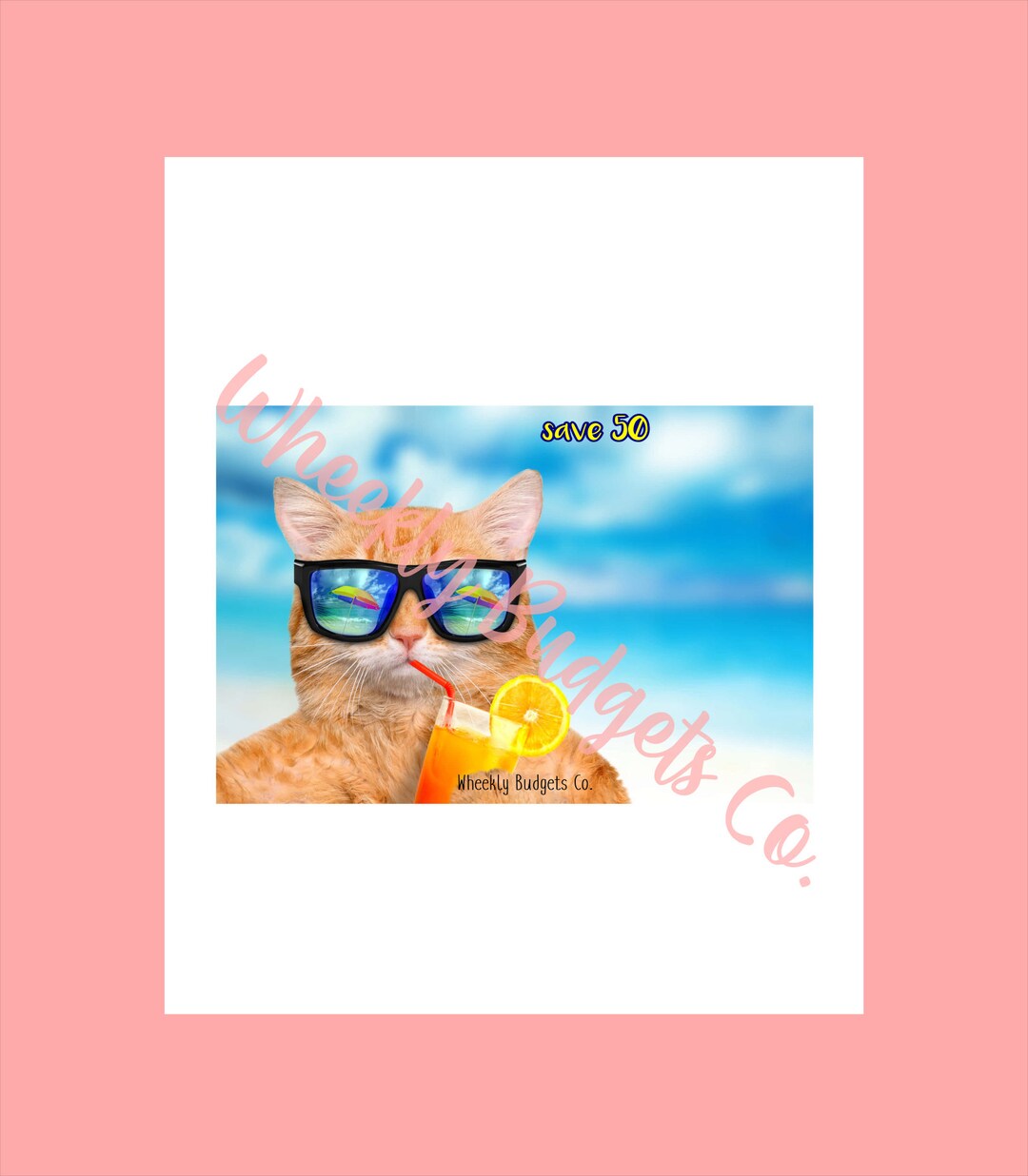 Beach Cat Scratch off Savings Challenge - Etsy