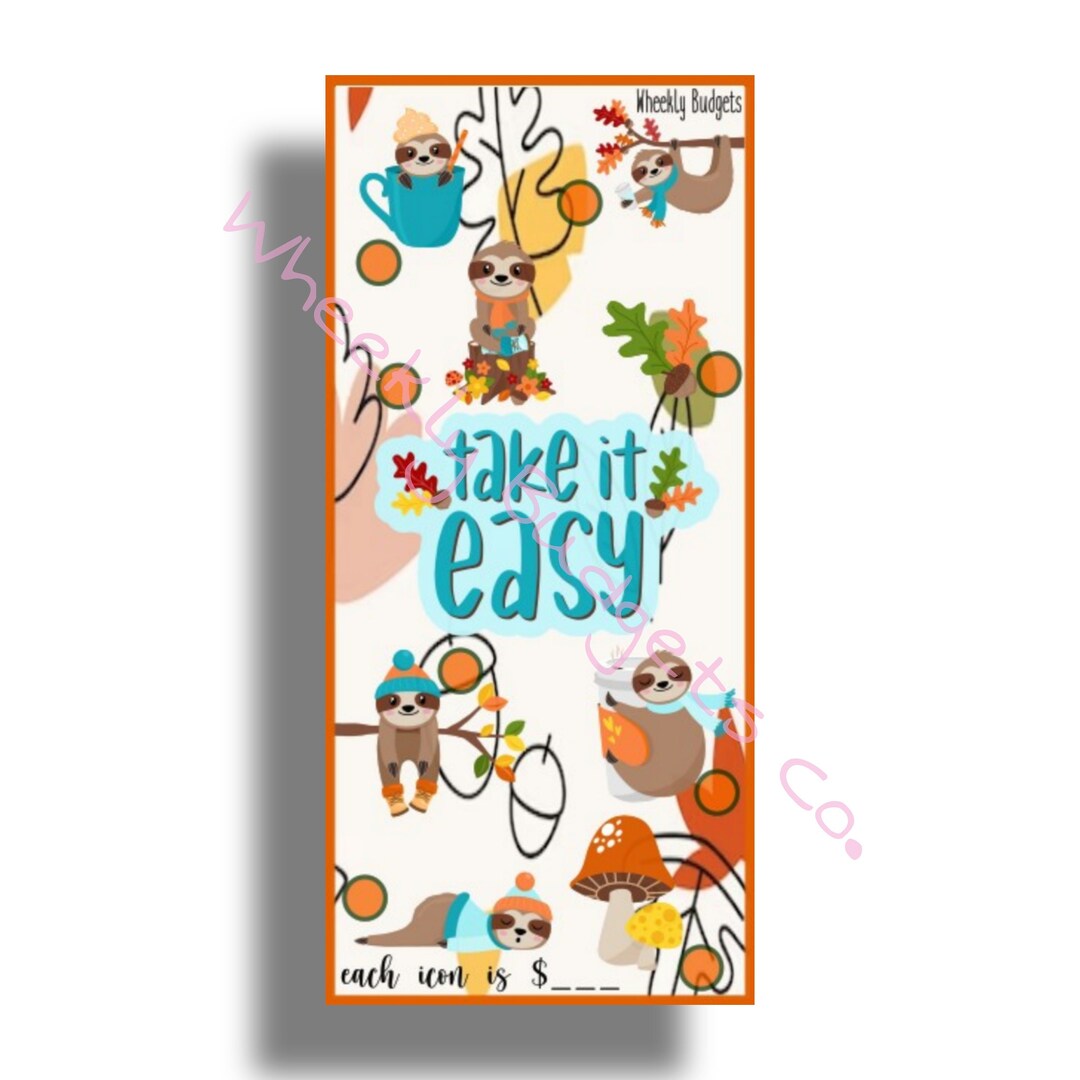 Fall Sloth Savings Challenge Digital Low Budget Savings Challenge - Etsy