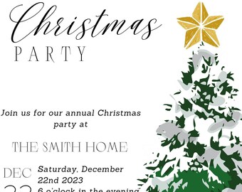 Formal Holiday Party Invitation, Christmas Party Invite, Printable ...