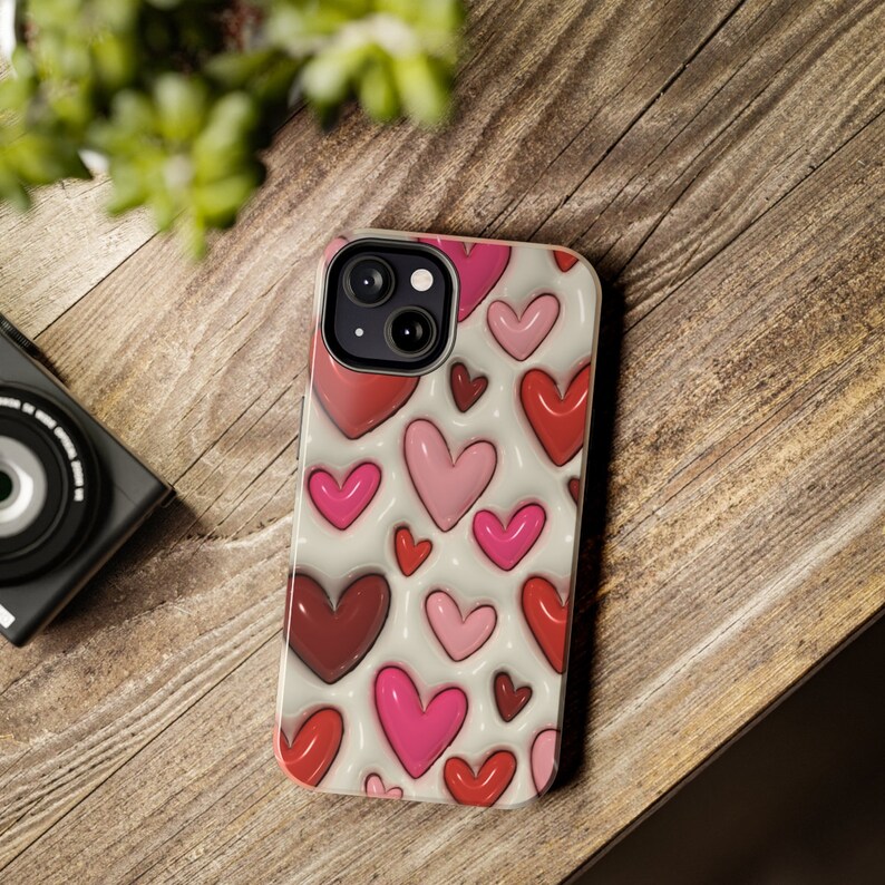 Inflated Print Optical Illusion Valentine's Day Red Hearts iPhone Case ...