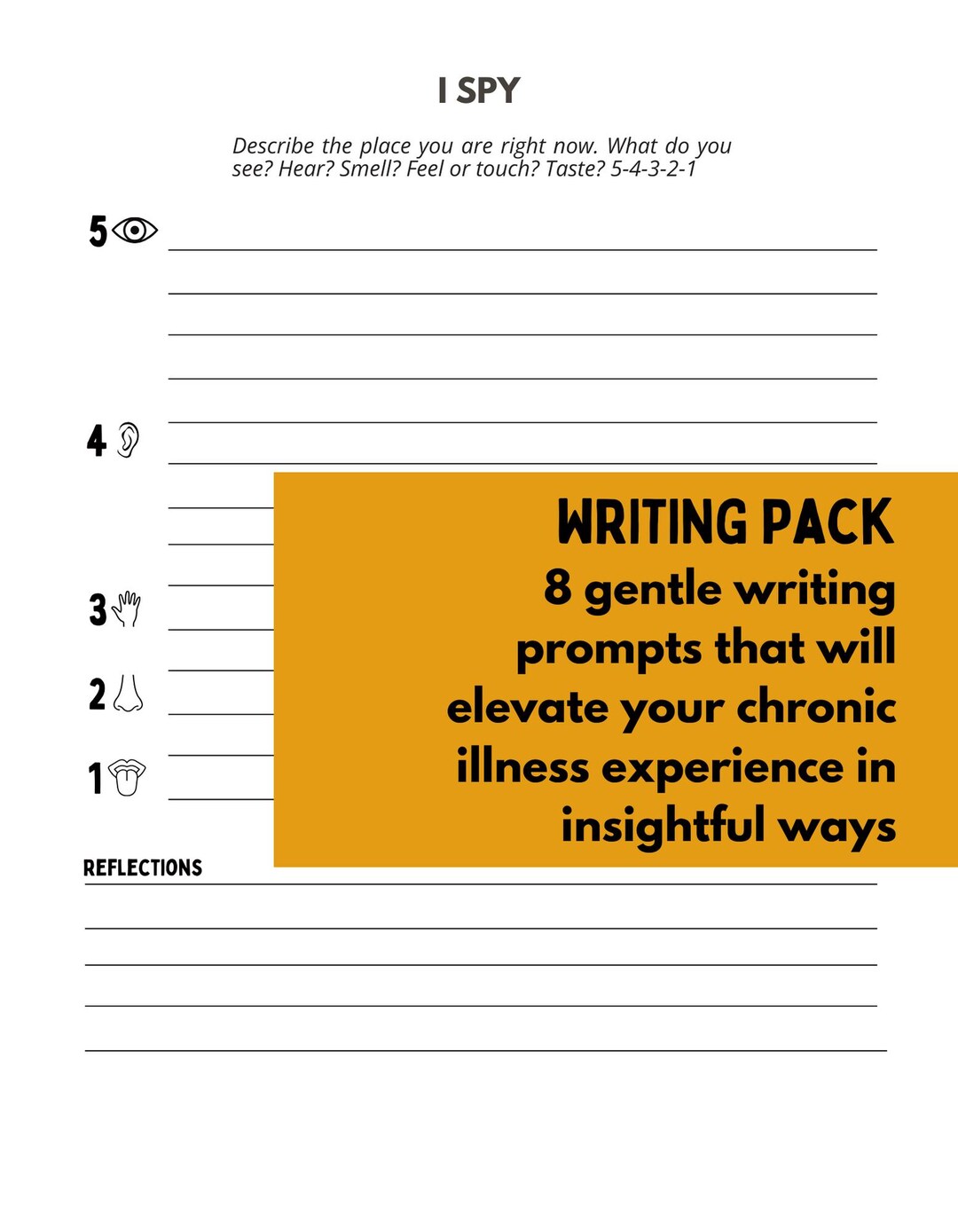 Chronic Coloring Writing Prompt Pack (vol. 1 Reflect) INSTANT DOWNLOAD ...