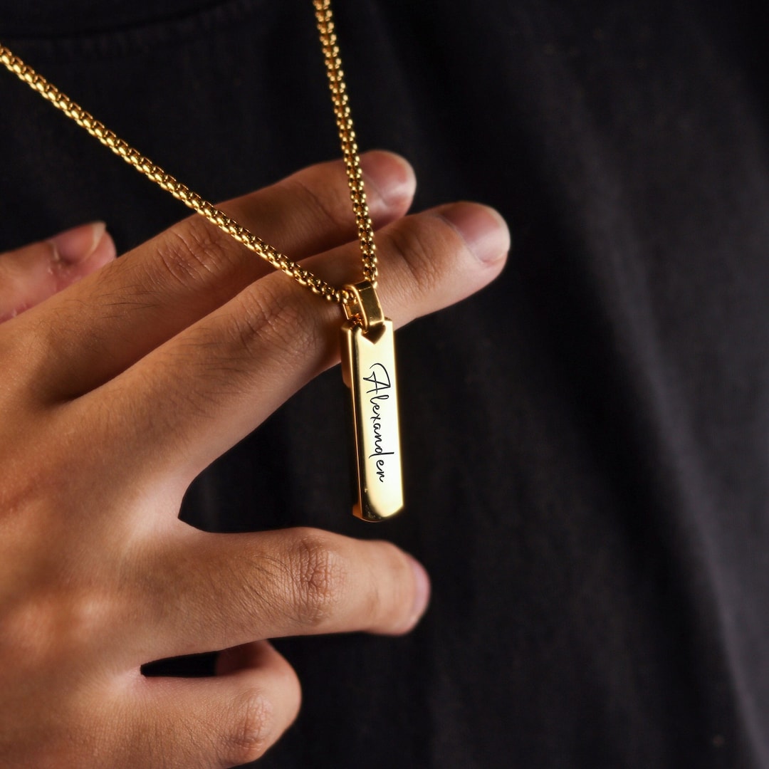 Men's Personalised Necklace, Custom Name Necklace, Men's Bar Necklace ...
