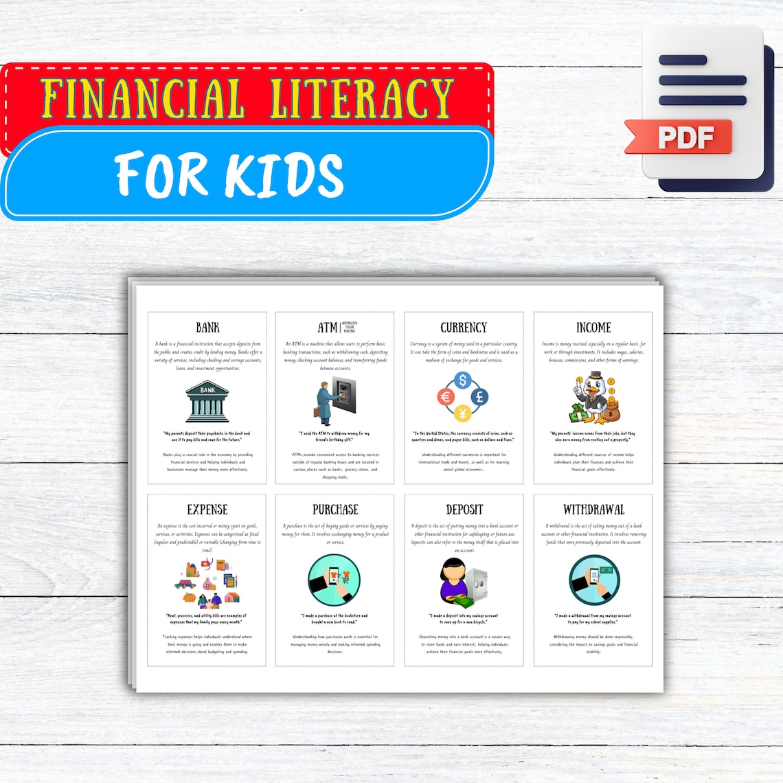 Financial Literacy Flashcards for Kids Set of 24 Educational Cards - Etsy
