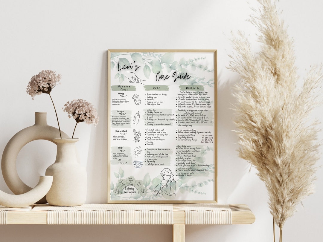Personalized Newborn Baby Care Guide Perfect Baby Care Cheat Sheet for ...