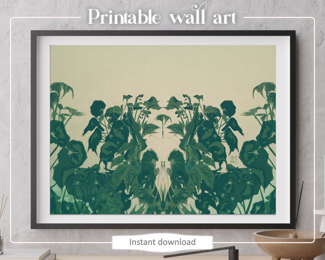 Botanical Skull Printable Art Screensaver Mobile Desktop Tablet iPhone ...