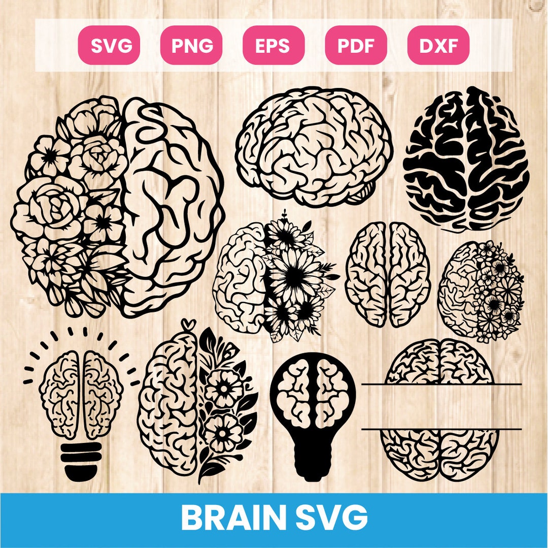 Brain Svg, Brain Png Bundle, Brain Clipart, Brain Silhouette, Mental ...