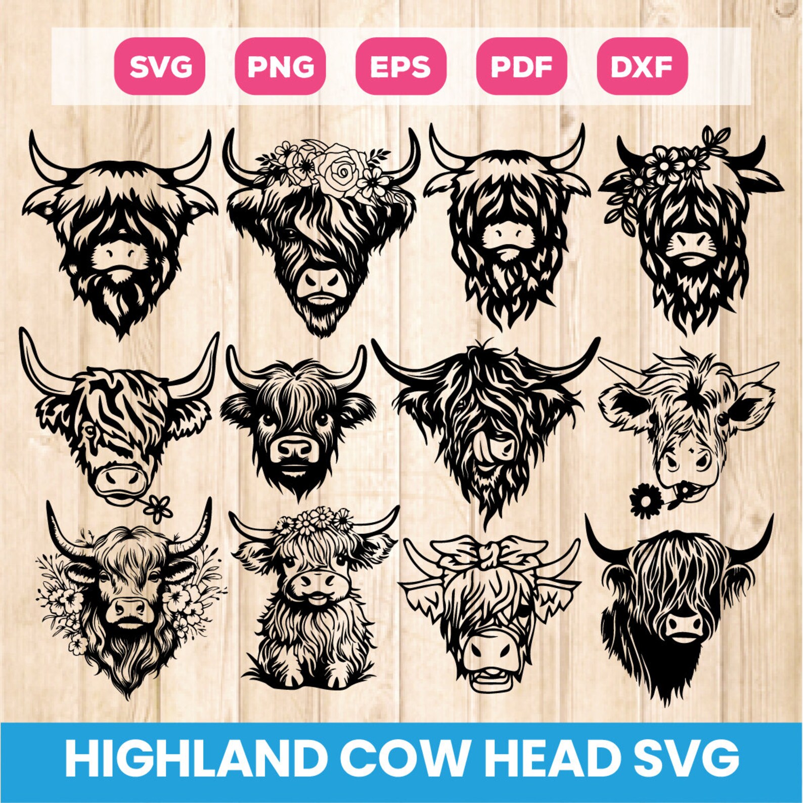 Highland Cow Head Svg, Highland Cow Svg Bundle, Highland Cow Svg, Cow ...