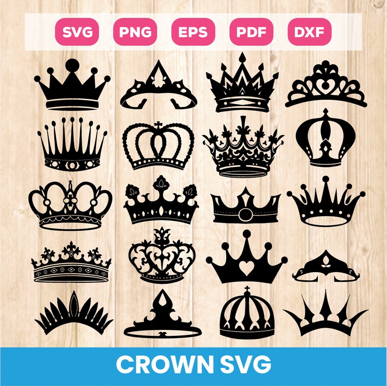 Crown Svg Bundle, King Crown Svg, Royal Crown Svg, Princess Tiara Svg ...