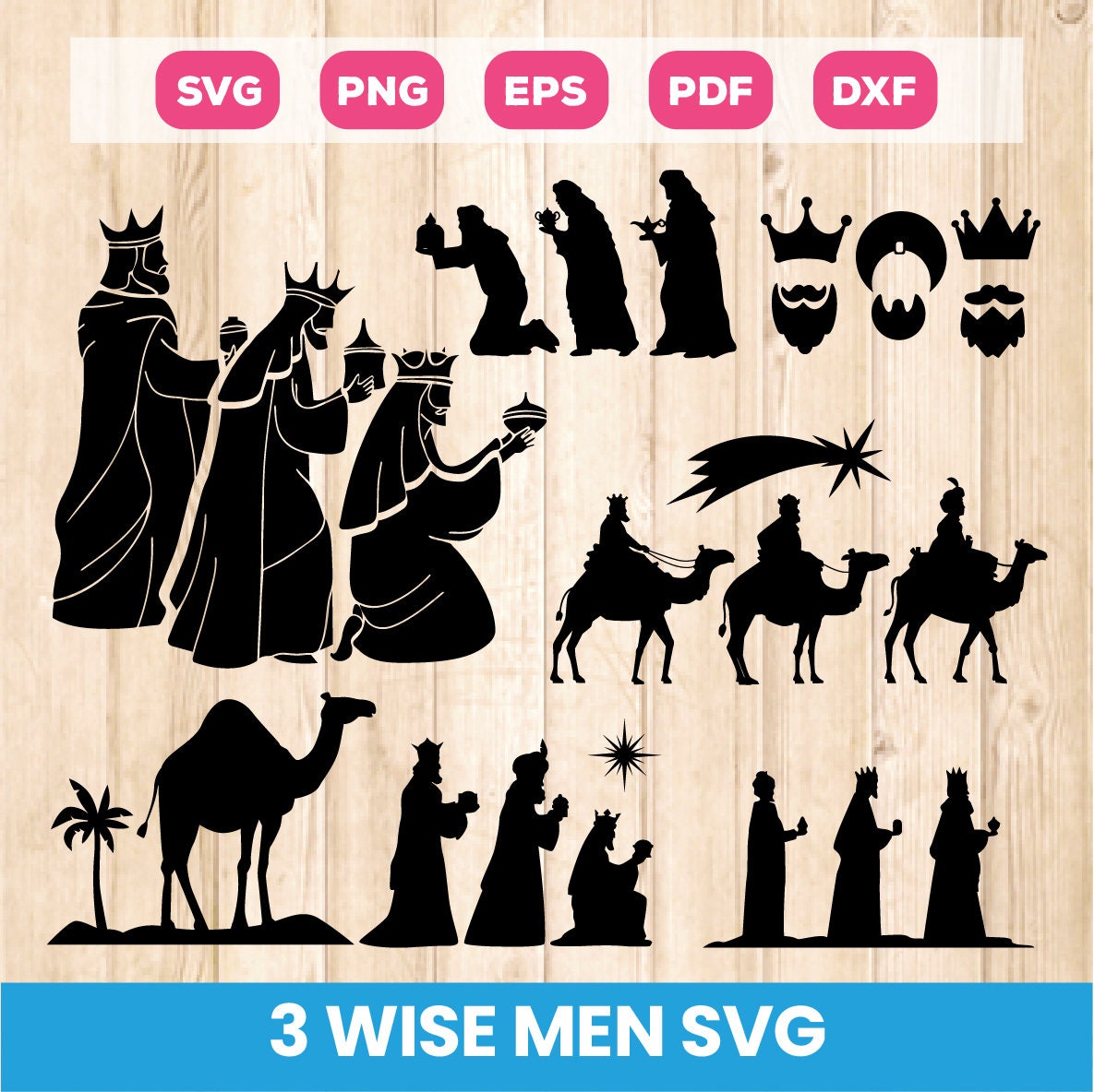 3 Wise Men Svg, Three Wise Men Svg Bundle, Nativity Svg, Three Kings ...