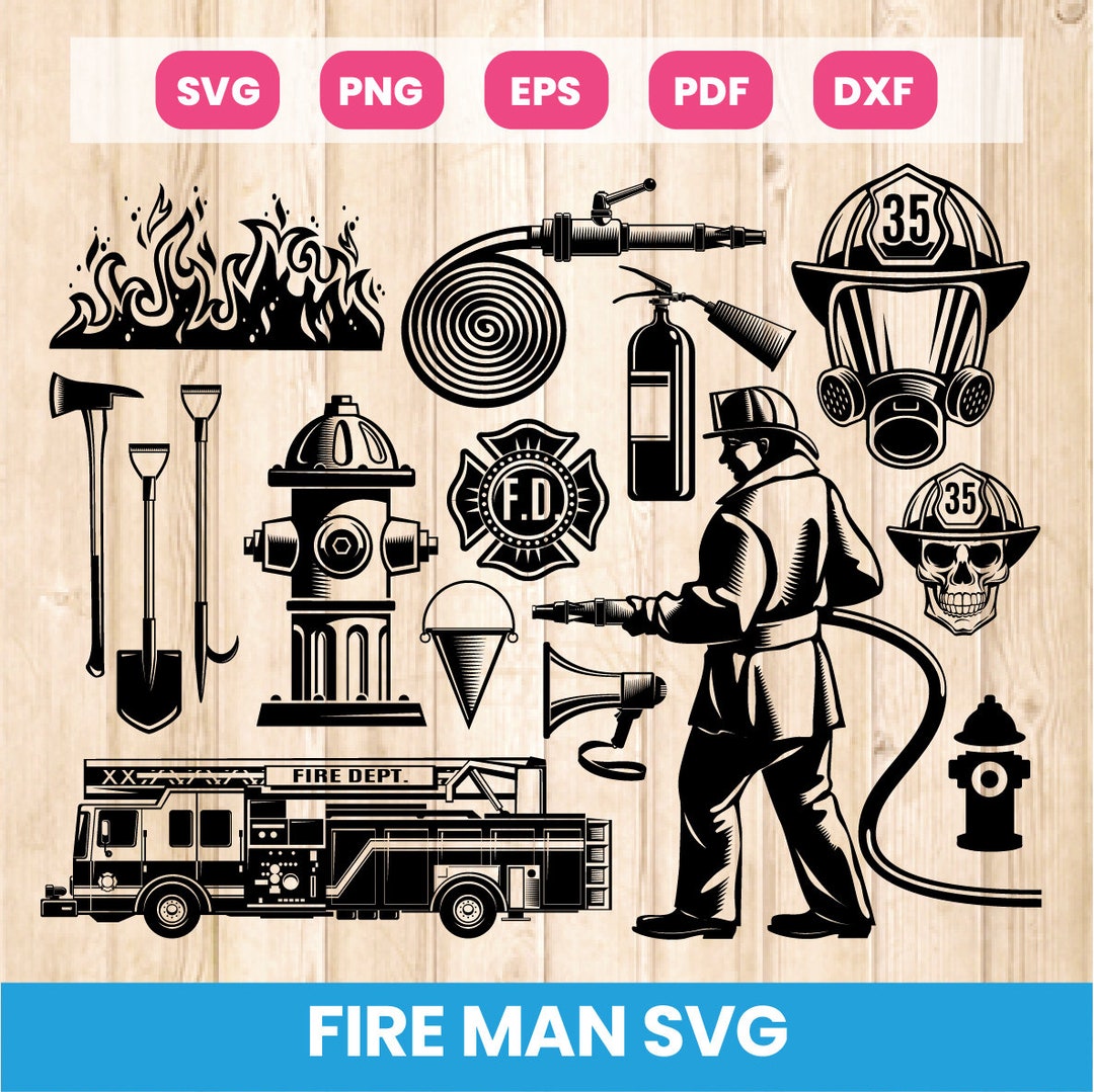 Fireman Svg, Fire Dept Svg, Firefighter Svg, Fire Fighter Cutfiles ...