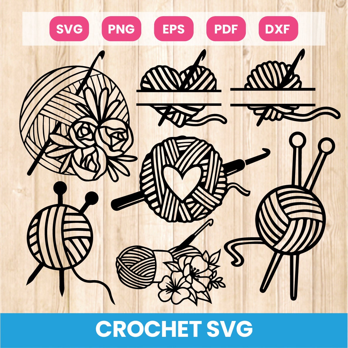 Crochet Svg Bundle, Crochet Split Svg, Yarn Svg, Crochet Png, Crochet ...