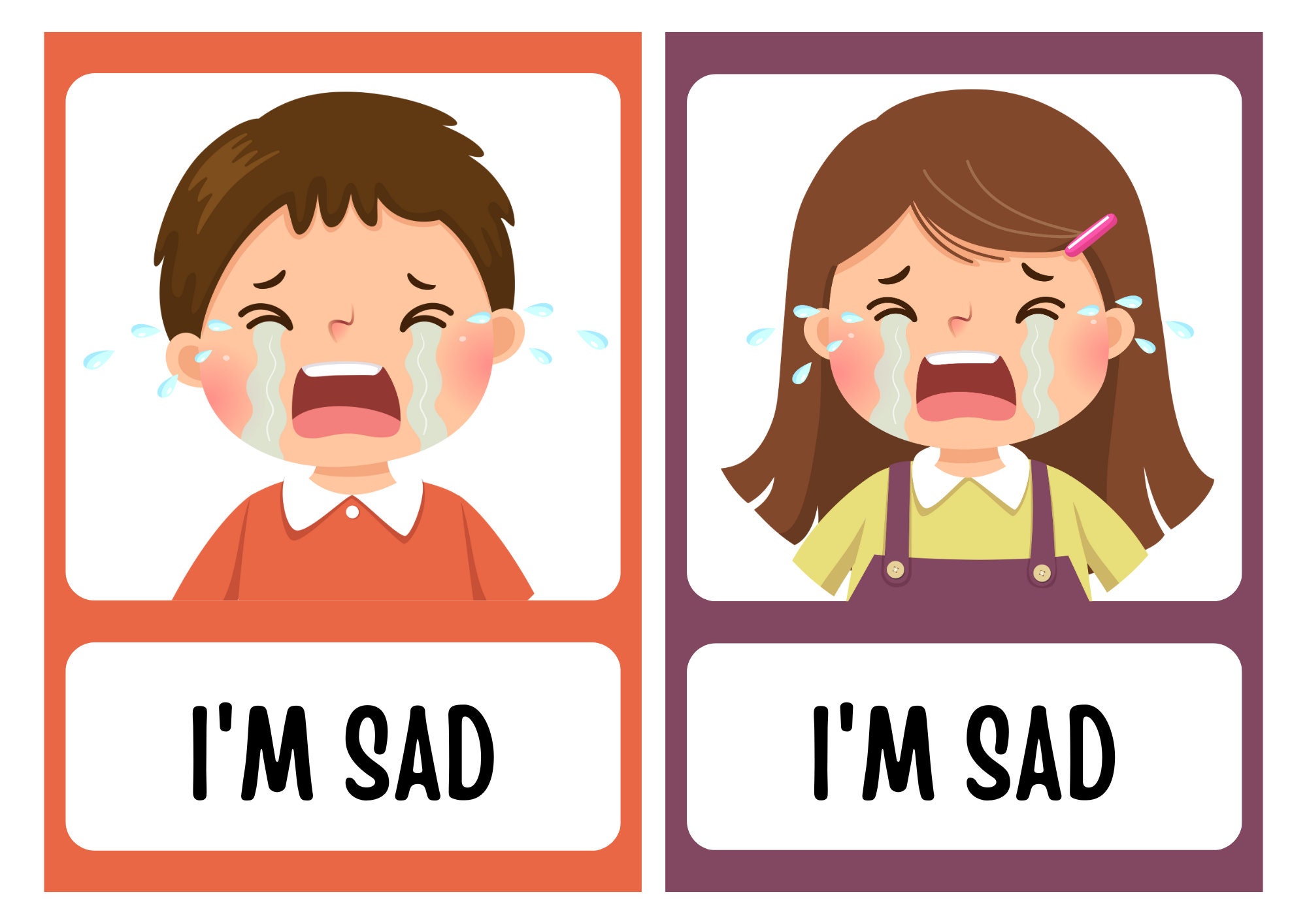Printable Emotion Flashcards Expressions and Facial Cues - Etsy