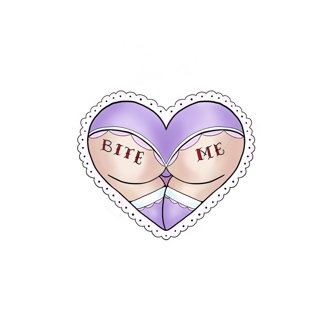 Bite Me Heartbutt Sticker Booty Sticker Peach Booty - Etsy