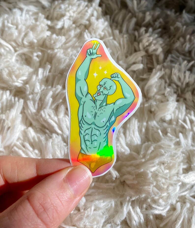 Handsome Squidward Sticker Gym Sticker Zyzz Sticker Spongebob Sticker ...