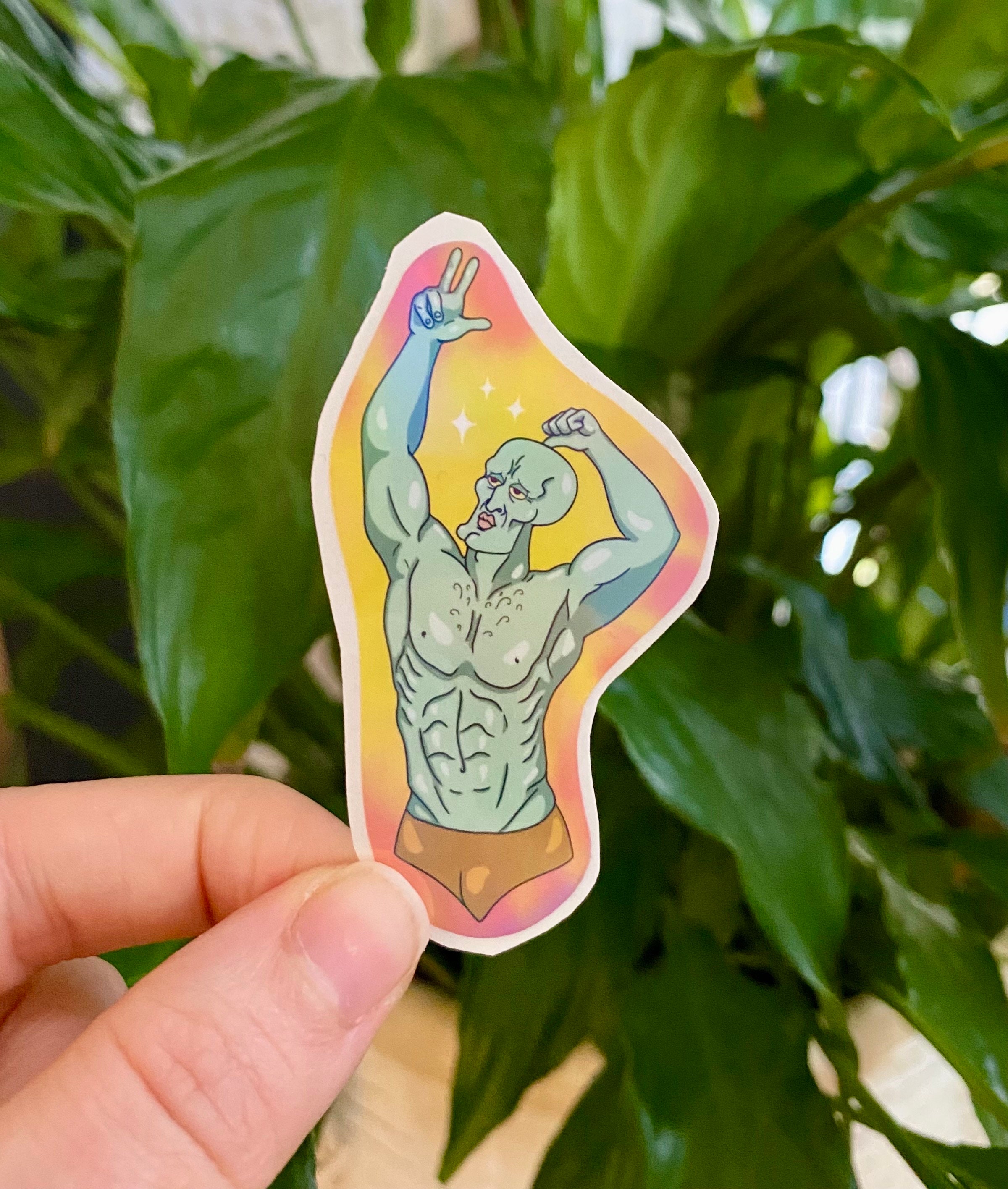 Handsome Squidward Sticker Gym Sticker Zyzz Sticker Spongebob Sticker ...
