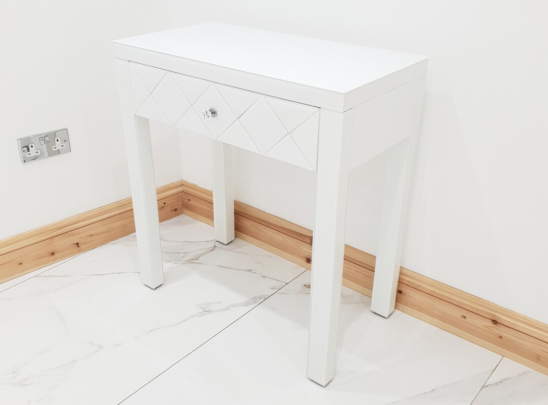 Dressing Table WHITE GLASS Table Entrance Hall Mirrored Vanity - Etsy