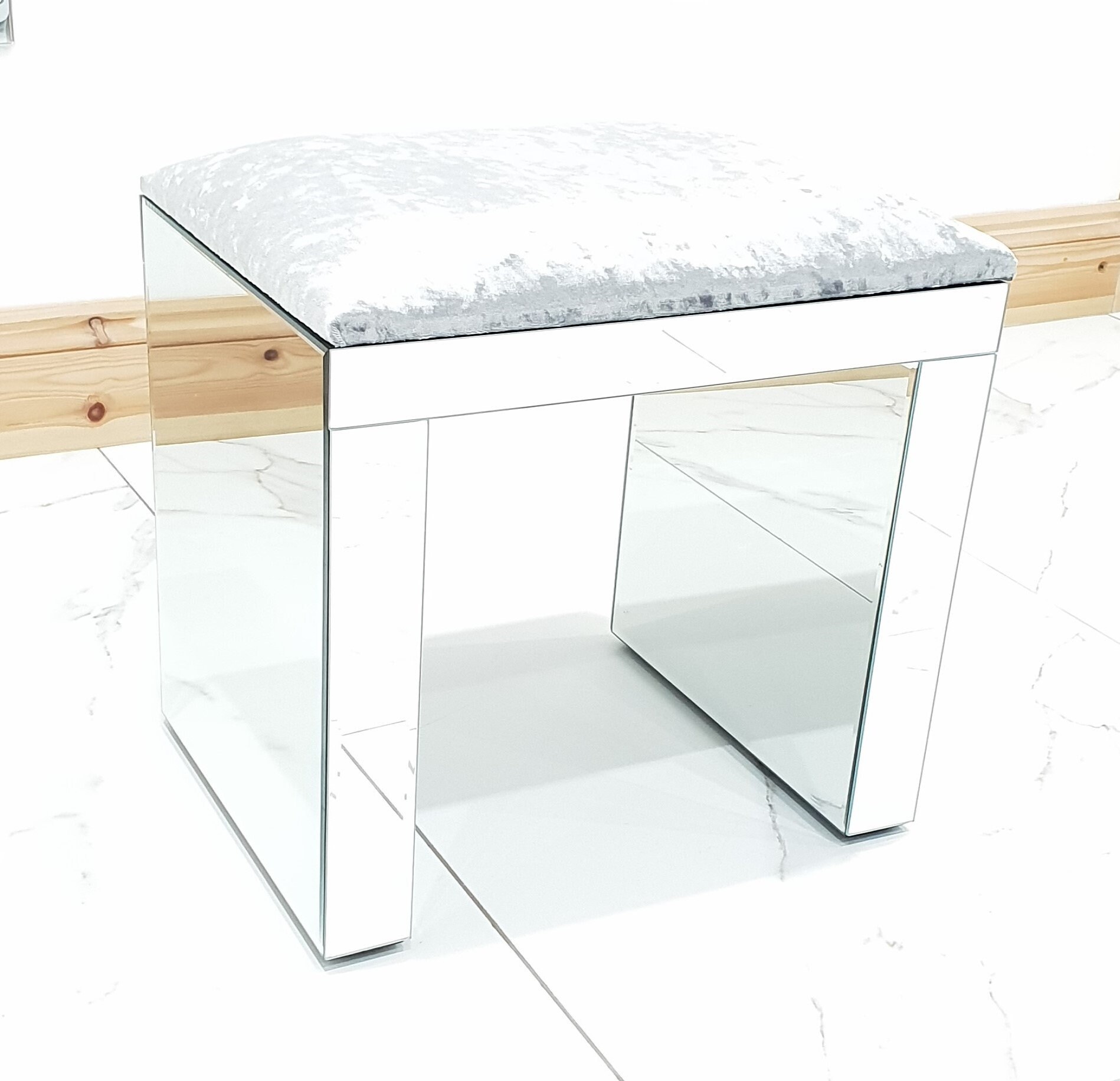 Dressing Table Stool Silver Mirror Mirrored Vanity Stool Dressing Table ...