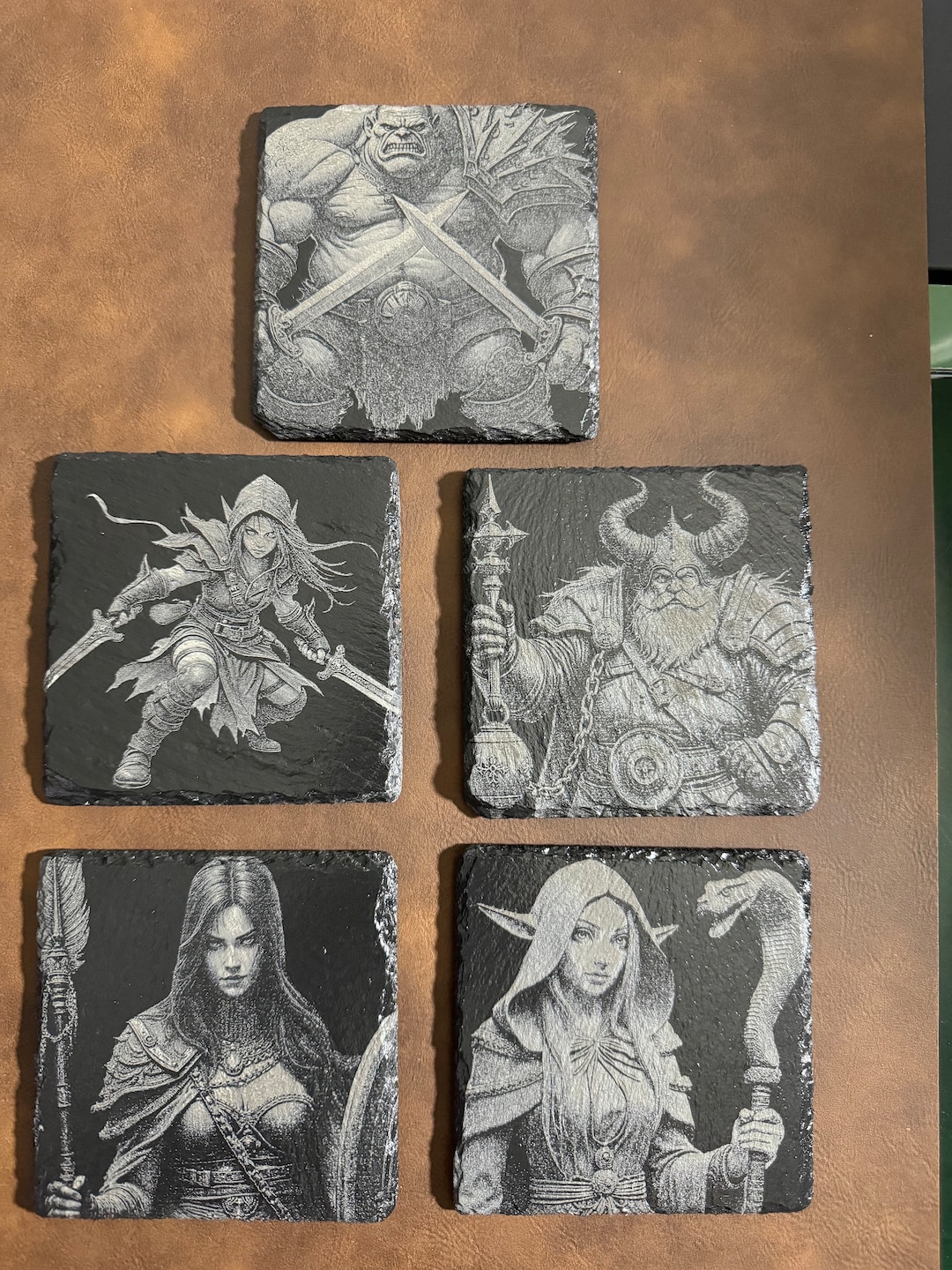 Everquest Inspired Laser Art on 4” Black Slate Square Coasters. Ogre ...